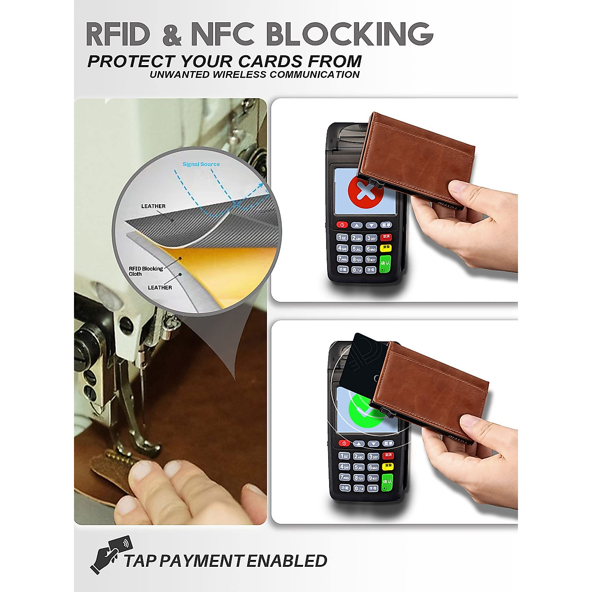 TOYFID Minimalist Wallet for Men,Slim Wallet for Men,Pop Up Wallet, Slim Card Holder RFID Blocking, Leather Wallets with Money Pocket,Minimalist Card Case Up to 11 Credit Cards (Brown)