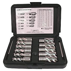 Jancy Slugger by Fein - HSS Nova Annular Cutter Set Tool with Premium M2 High Speed Steel - 3/4" Straight Shank, 2" Depth, 7/16" - 1-1/16" Diameter, 11 pc. Set - 63134999020