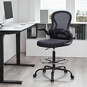 Fefances Drafting Chair Tall Office Chair for Standing Desk Chair Adjustable Height Stool Chair Black