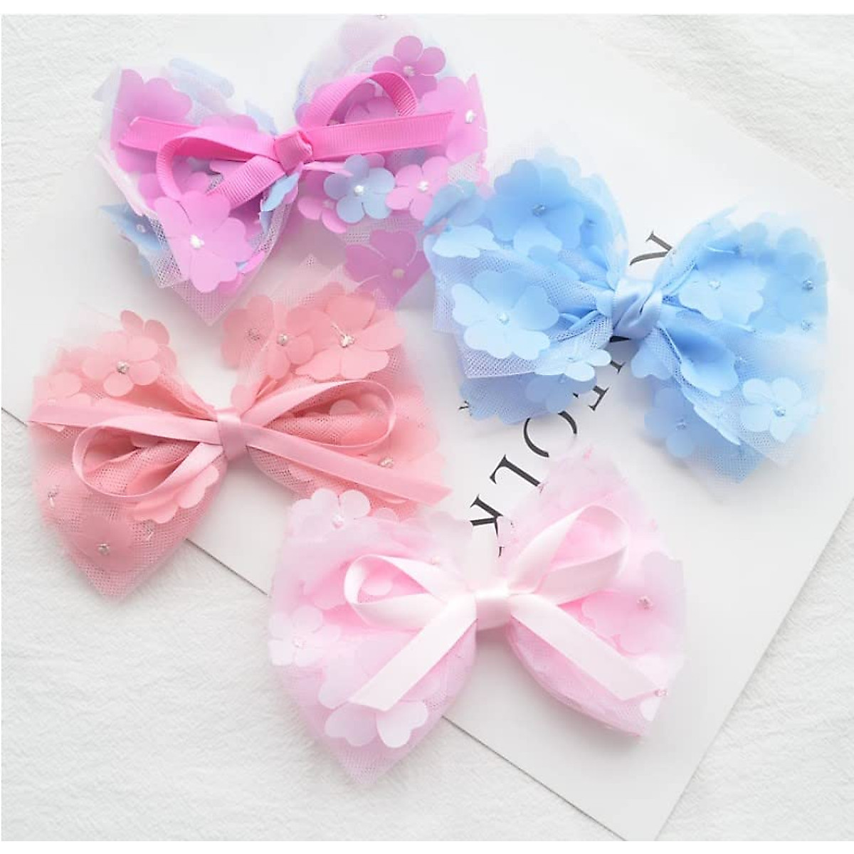 Flowers Tulle Rolls Printed Mesh Fabric Supplies Tulle Daisy Flower Sewing Crafting Fabric Gift Ribbon Mesh Lace Rolls(Light Blue)