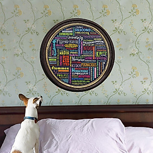 eeBoo: Piece and Love 500 100 Great Words Piece Round Circle Jigsaw Puzzle, Puzzle for Adults and Families, Glossy, Sturdy Pieces and Minimal Puzzle Dust