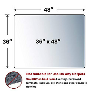Yecaye Office Chair Mat for Hardwood Floor, 48"×36" Clear Office Floor Mat, Computer&Desk Chair Mat, 2mm Thick PVC Heavy Duty Floor Protector Chair Mats for Rolling Chairs, Can't be Used on Carpet
