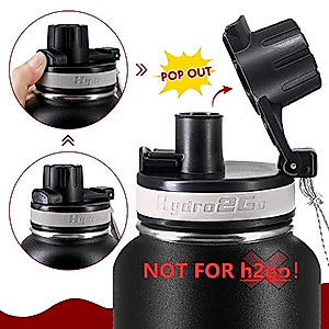 Flip Lid for Hydro flask Wide Mouth, 12, 18, 32, 40, 64 oz Water Bottles, Spout Lid for Hydroflask, Thermoflask and Other Sports Water Bottles with Button Lock, Easy Carry, Leak Proof