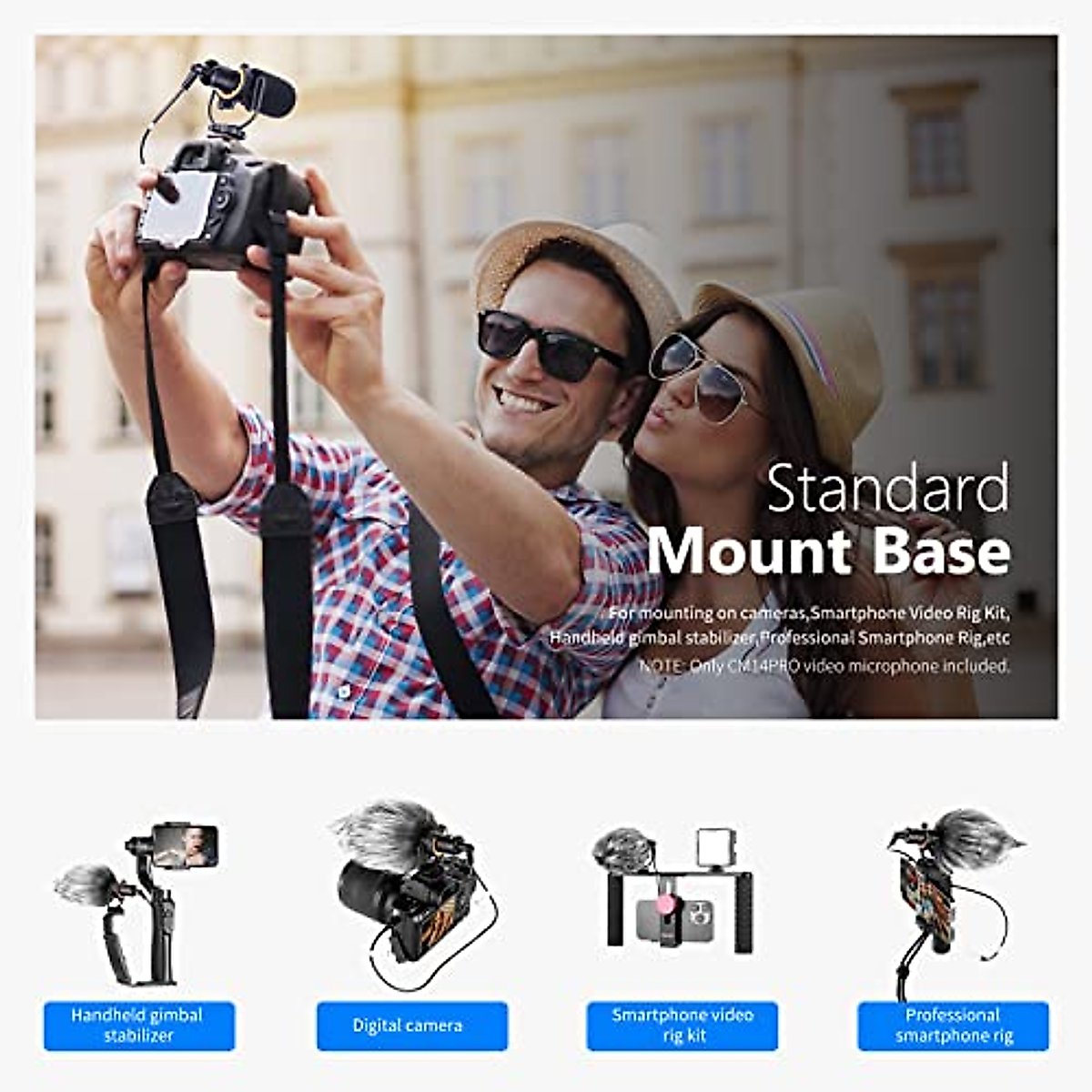 Neewer Video Microphone for Phone, On Camera Mic Kit with Black Pro Shock Mount Compatible with iPhone Android Smart Phones DSLR Camera Tablet (iPhone Adapter Not Included), CM14 PRO