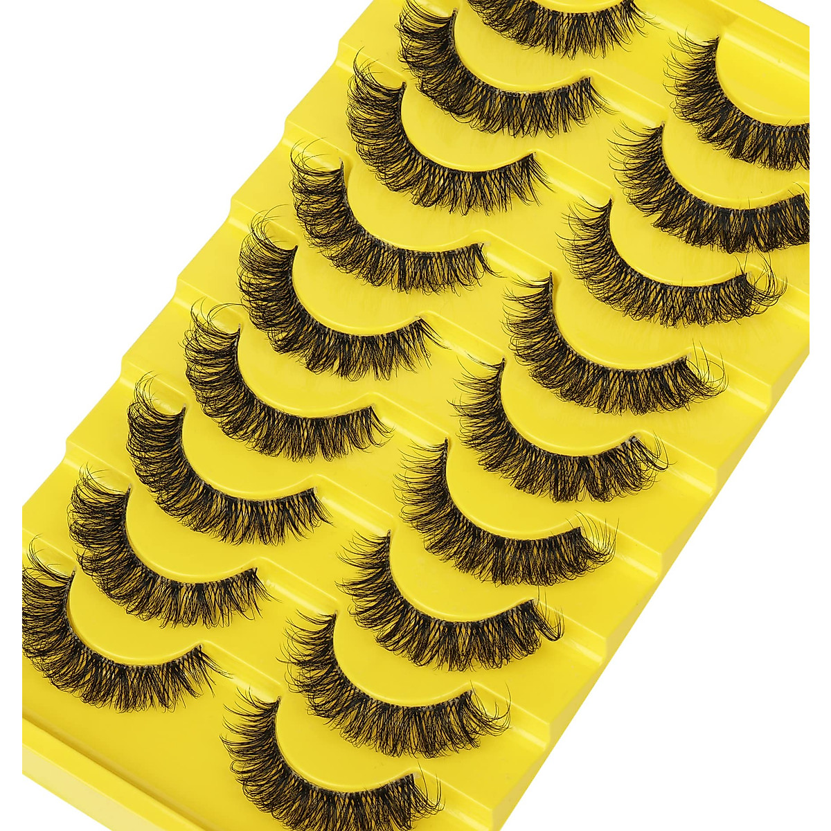 False Eyelashes Russian Strip Lashes D Curl Wispy Natural Look Faux Mink Lashes Like Eyelash Extension Fluffy zanlufly Transparent Band Cat Eye Fake Eyelashes Pack