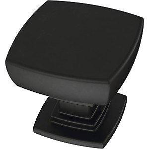 Franklin Brass Parow Cabinet Knob, Matte Black, 1-1/8 in (29mm) Dresser Drawer Pull, 10 Pack, P29542Z-FB-B