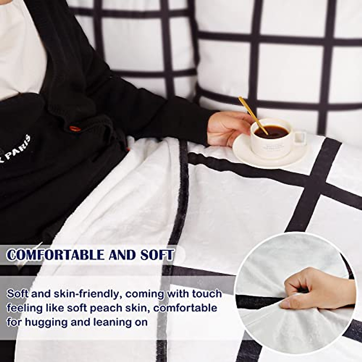 60"x50" Sublimation Blanks Throw Blanket with 20 Photo Panel Heat Press Custom Personalised Printable Panels Baby Printed Blanket Flannel Fleece 2 PCS Pillow Cover Throws Bed Sofa Couch Home Bedroom