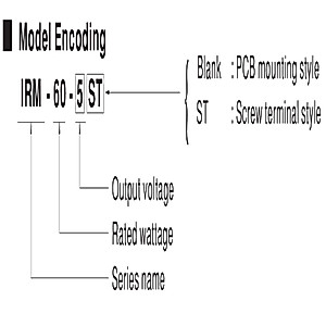 Mean Well 60W AC-DC PCB-Mount Green Power Module 120v to 12v Converter Variable Power Outage Supplies 12V 5A (IRM-60-12ST 12V/5A/60W/Screw Terminal)