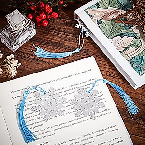 CHGCRAFT 20Pcs Snowflake Bookmark with Tassel Metal Bookmark Christmas Boxed Snowflake Bookmark for Bookworm Gift Book Lovers Student 7.3inch