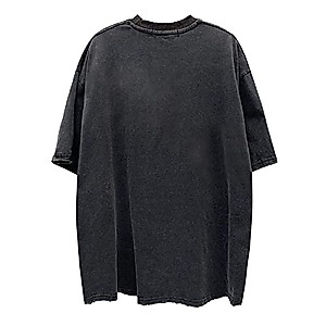 Aelfric Eden Mens Cotton Wash Solid T-Shirts Oversized Unisex Short Sleeve Streetwear Rap Hip Hop Basic Tee Tops