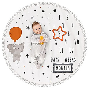 Milestone Blanket with Two Markers, Gender Neutral Baby Milestone, Baby Monthly Milestone, Baby Milestone Blanket, Baby Monthly Milestone Blanket, Baby Growth Chart Blanket (60"x40")