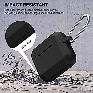 Doboli Compatible with AirPods 3 Case Cover for Airpods 3rd Generation Charging Case 2021 Silicone Protective Accessories Skin with Keychain （Front LED Visible） Square Black