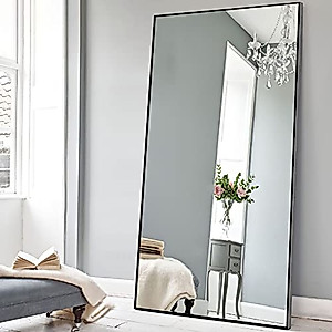 KIAYACI Full Length Mirror Oversized Floor Mirror with Stand Bedroom Dressing Mirror Full Body Wall Mirror (Black, 71" x 32")