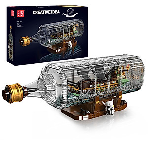 Mould King One Piece Ship in a Bottle Building Blocks Kits, MOC Queen Anne's Revenge Pirate Ship Model Building Sets, Gift for Kids Age 8+/Adults Collections Enthusiasts(2488+ Pieces)