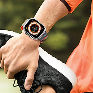 WINGLE Magnetic Band for Apple Watch Ultra 2 Band 49mm 46mm 45mm 44mm 42mm Series 10 9 8 7 Men, Strong Magnetic Bracelet Silicone Sport Strap for iWatch Ultra SE 6 5 4 3 2 1 Women, Grey/Orange