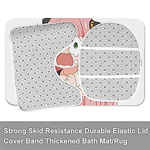 an.ya Cry S.py X Family Anime 4pcs Shower Curtain Sets with Non Slip Rugs, Toilet Lid Cover and Bath Mat, Shower Curtain with 12 Hooks for Bathroom