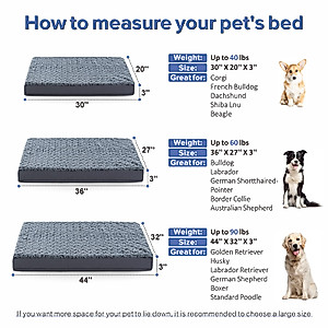 JOEJOY Orthopedic Dog Bed for Medium Small Dogs, Egg-Crate Foam Dog Bed with Removable Waterproof Cover, Soft Rose Plush Pet Bed Mat with Non-Slip Bottom, Machine Washable (30"x20"x3")