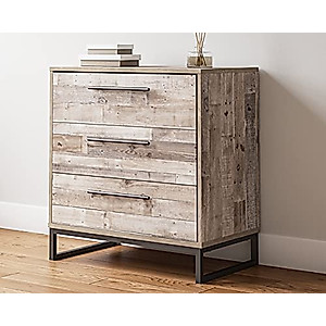 Signature Design by Ashley Neilsville Industrial 3 Drawer Chest of Drawers, Whitewash