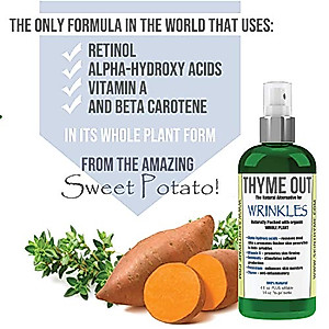 Thyme Out All Natural Anti-Wrinkle Face Mist Spray with Thyme, Bakuchiol, AHA, Beta Carotene and Potassium - Fights Wrinkles, Fine Lines, Inflammation, and Dryness While Boosting Collagen (4 oz)