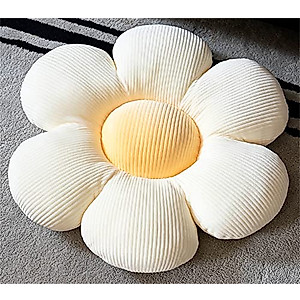WYIKE Flower-Shaped Cute Pillow, Flower Cushion, Reading Pillow and Leisure and Comfortable Pillow, Car Cushion (Beige/Yellow, 40cm*40cm)