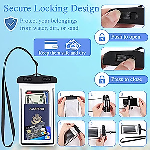 Molain Waterproof Case, 2Pack Universal Waterproof Phone Pouch Bag, Waterproof Cell Phone Dry Bag Compatible, Phone Pouch for Outdoor Water Sports, Boating, Hiking, Kayaking, Fishing Black