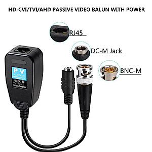 Passive Video Balun 4 Pairs RJ45 Transceiver Transmitter HD-CVI/TVI/AHD/CVBS with DC Built-in Transient Suppression Protection for 720P/960P/1080P/5MP CCTV Security DVR Surveillance Camera System