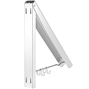 SEUNMUK 4 Pack Clothes Drying Rack, Wall Retractable Clothes Rack Laundry Room Drying Rack Hanger Foldable, Aluminum Folding Clothes Hanger for Laundry Room, Home, Bedroom, Silver