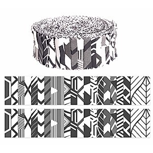Soimoi 40Pcs Geometric Print Cotton Precut Fabrics for Quilting Craft Strips 2.5 inches Jelly Roll - White & Black