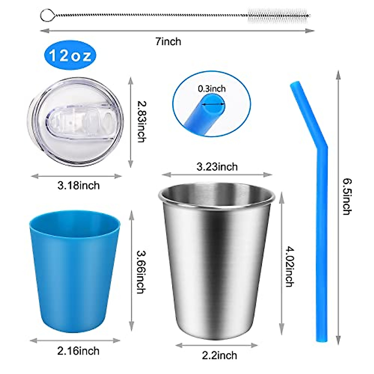 IEBIYO 10 Pack Kids Cups with Straws and Lids Spill Proof Toddlers Mugs with Colorful Silicone Sleeves Kids Stainless Steel Cups Smoothie Tumblers with Lids for Cold & Hot Drinks（12oz (10 Color)