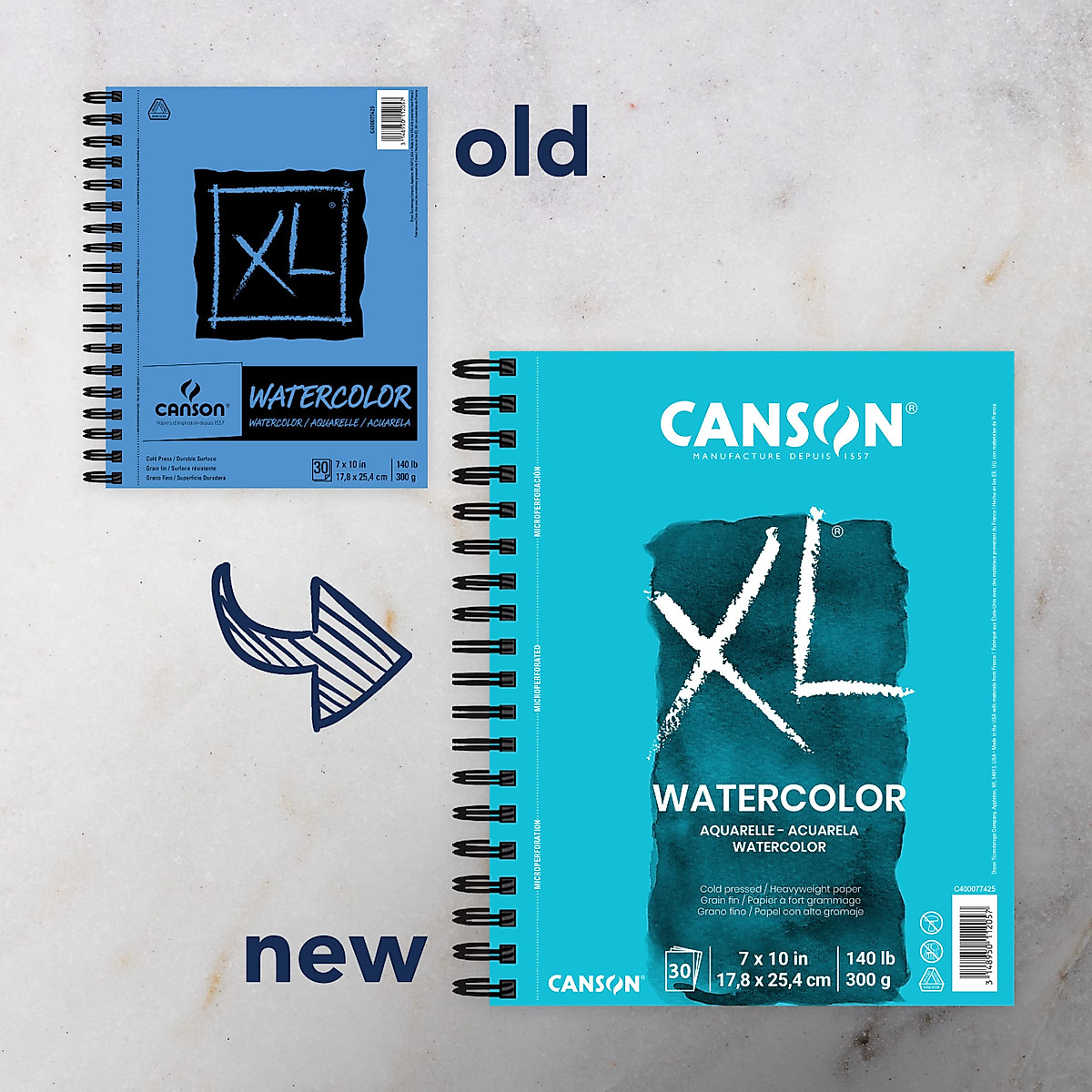 Canson XL Series Watercolor Paper, Wirebound Pad, 7x10 inches, 30 Sheets (140lb/300g) - Artist Paper for Adults and Students - Watercolors, Mixed Media, Markers and Art Journaling