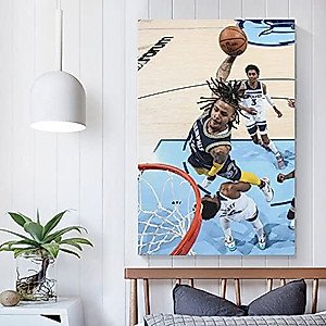 FANCHUANG Ja Morant Poster Paper Dunk for Wall Decor Boys Bedroom Canvas Wall Poster Signed Inspirational Posters Unframe-style 12x18inch(30x45cm)