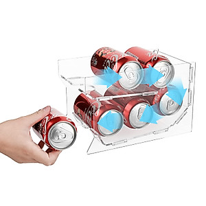 Soda Can Organizer for Refrigerator, Acrylic Rolling Can Organizer Dispenser, Auto Beverage Can Holder Rack, Can Storage Organizer, Can Drink Holder for Canned Food Beer 12oz Standard Cans