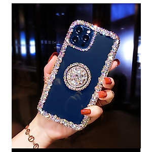 redecarie for Galaxy Note 10 Plus Case,Luxury Bling Glitter Diamond Ring Holder Kickstand Sparkle Crystal Rhinestone Women Girls Kids Clear Protective Phone Cover for Samsung Galaxy Note 10 Plus