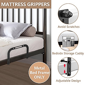 DELLAN Mattress Slide Stopper, Non-Slip Mattress Gripper Retainer Bar, Mattress Holder for Bed Frame to Prevent Sliding (2 Pack)