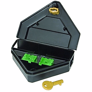 JT Eaton 907 Gold Key Mouse Depot Tamper-Resistant Mini Bait Station with Solid Lid, Indoor & Outdoor Use, Case of 12