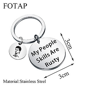 FOTAP SPN jewelry My People Skills Are Rusty Keychain Castiel Fans Gift Castiel TV Show Gift TV Show Fans Gift TV Series Gift (Rusty Keychain)