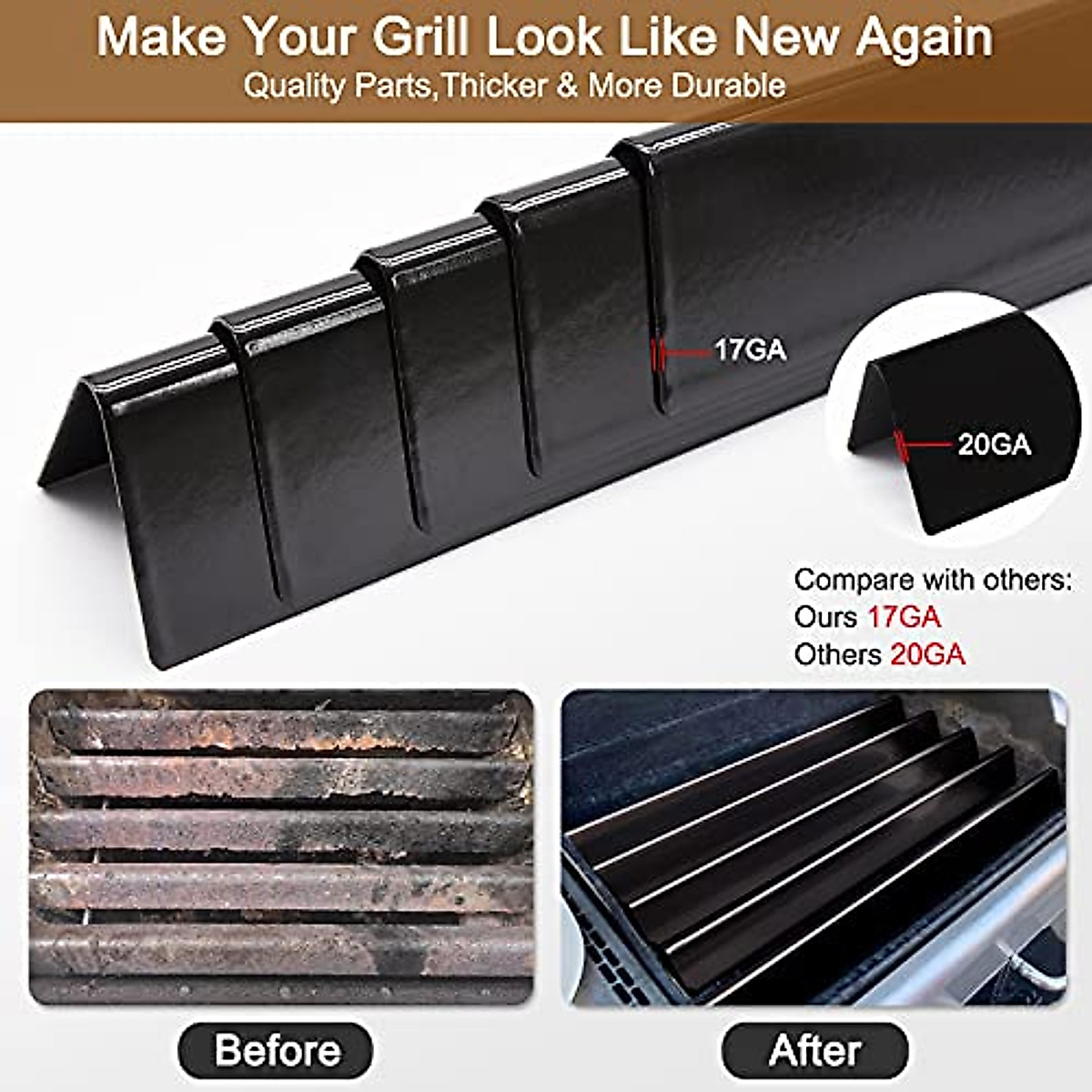 Criditpid 7535 7534 21.5'' Porcelain-Enameled Flavorizer Bars for Weber Spirit 200 Series, Spirit E210, S210, Spirit 500, Genesis Silver A Grills with Side Control, Parts for Weber Spirit E210