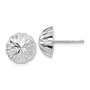 14K White Gold Half Ball Stud Earrings