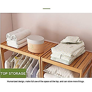 YXDFG Bamboo Garment Rack,Heavy Duty Coat Display Organizer, 3-Tier Storage Shelves & Solid Top Rod Hanging Rack, Shoes Clothing Stand, for Laundry Room Entryway Bedroom,60×29×163cm