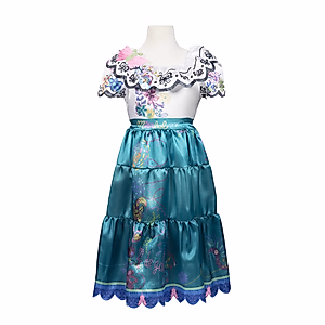 Disney Encanto Mirabel Dress, Costume for Girls Ages 3 and up, Outfit Fits Children Sizes 4-6X