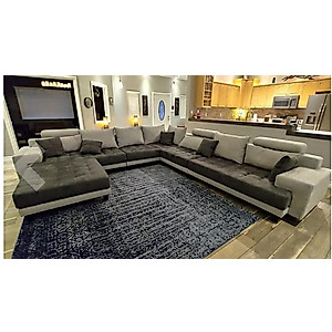 Stendmar 5pc Reversible Modern 2 Tone Gray Microfiber Big Sectional Couch Sofa Set S150D-RG