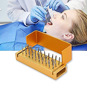 30 Holes Dental Burs Holder Diamond Burs Drill High Speed Block Aluminum Autoclavable Box, Disinfection Bur Organizer Station Opening Box Case with Cover Reusble - Gold
