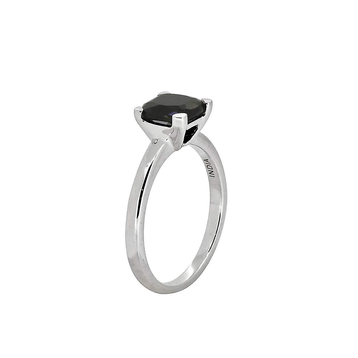 YoTreasure 1.82 ct Black Spinel Solid 925 Sterling Silver Solitaire Ring
