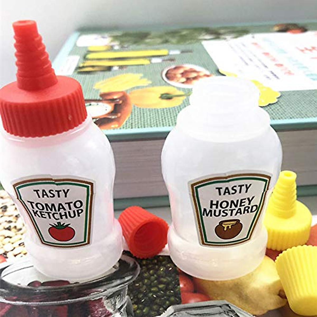 Mini Ketchup Bottles,2pcs Mini Condiment Squeeze Bottles Small Sauce Container Cute Squirt Honey Salad Dressing Container