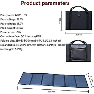 Solar Panels 60W Portable Solar Charger Foldable Solar Panel with USB Dc Port Waterproof for Travel Camping Garden USB Devices
