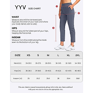 YYV Women's Golf Pants Stretch Work Ankle Pants High Waist Dress Pants with Pockets for Yoga Business Travel Casual(Black XX-Large)