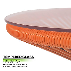 Magshion 3-Piece Outdoor Patio Furniture, Acapulco Chairs Patio Cafe Set with Glass Top Table and Chairs, Weather-Resistant Outdoor Furniture for Backyard Porch Garden, Orange