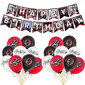 OULUN STRAY-KIDS Party Supplies, STRAY-KIDS Party Decorations Include Happy Birthday Banners, Cake Toppers, Cupcake Toppers, Balloons
