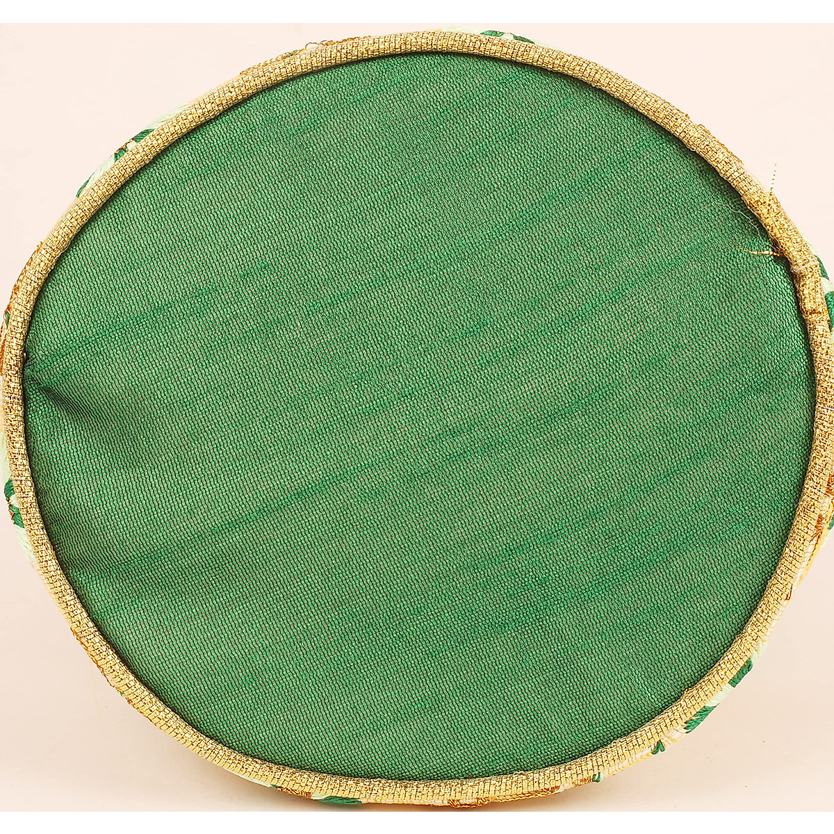 INDTRESOR beaded handcrafted embroidered evening purse drawstring handbag vintage party wedding gift for women. Green Gold