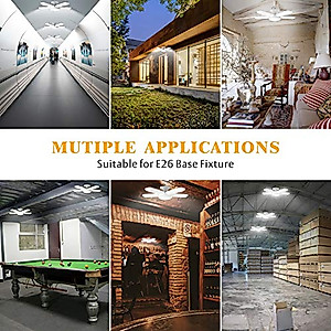 80W LED Garage Lights 2 Pack - 8000LM Deformable & Dimmable LED Garage Ceiling Lights 6500K LED Shop Light with 5 Adjustable Panels, LED Garage Lights for Warehouse Workshop Basement Lights